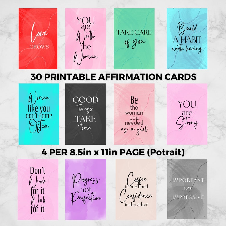 Affirmation Cards Printable Daily Meditation Digital Quote Cards Adult ...