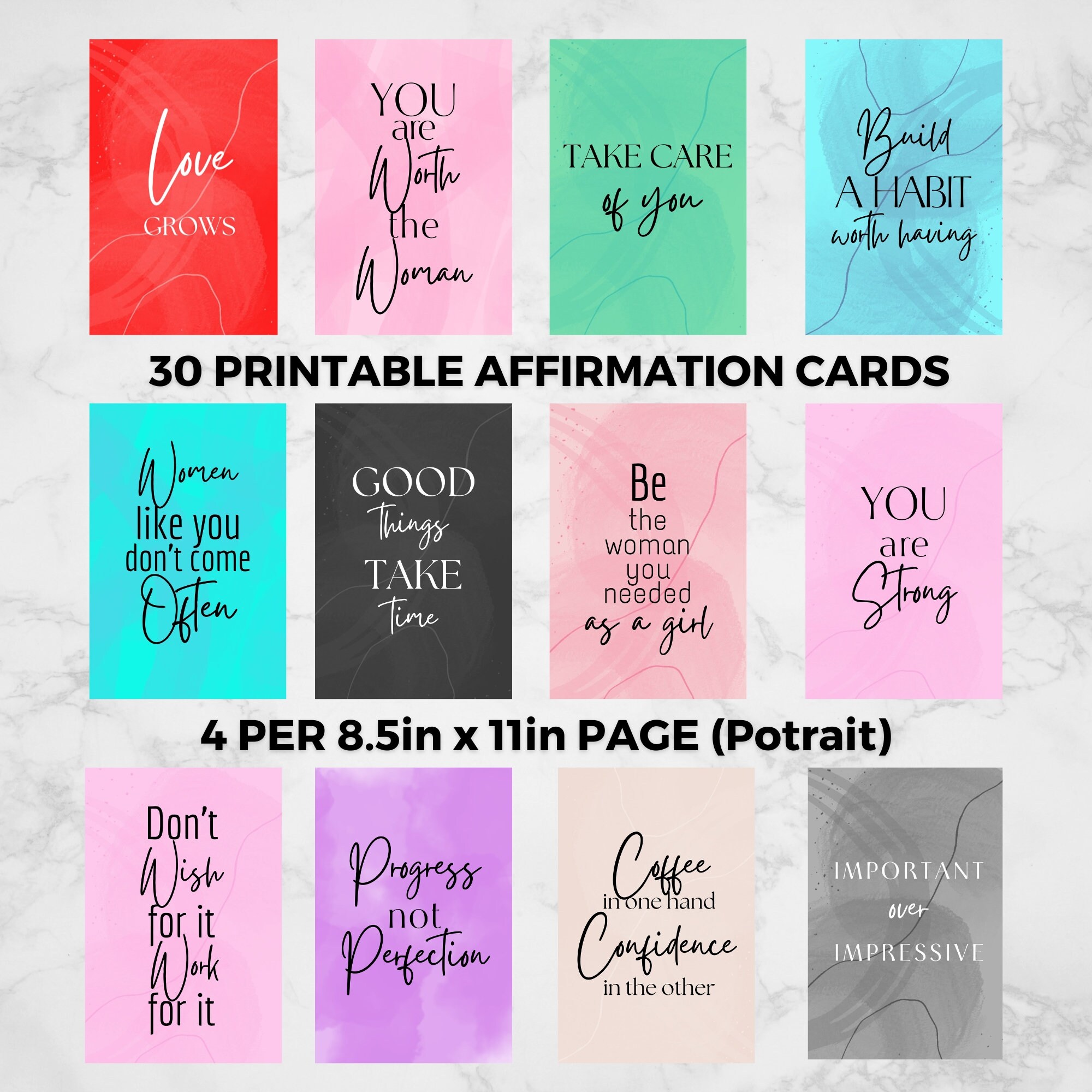 Affirmation Cards Printable Daily Meditation Digital Quote Cards Adult ...