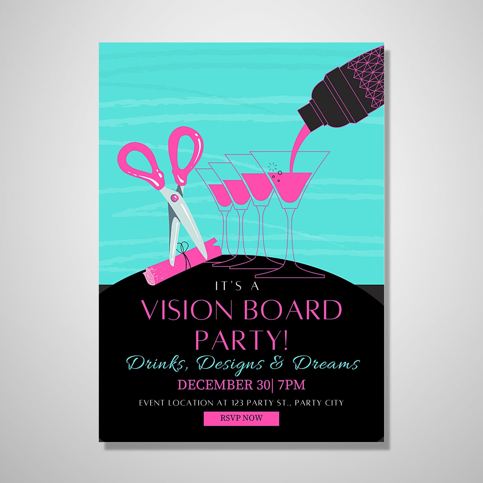 Vision Board Party Invitation Template Vision Board Template Vision ...