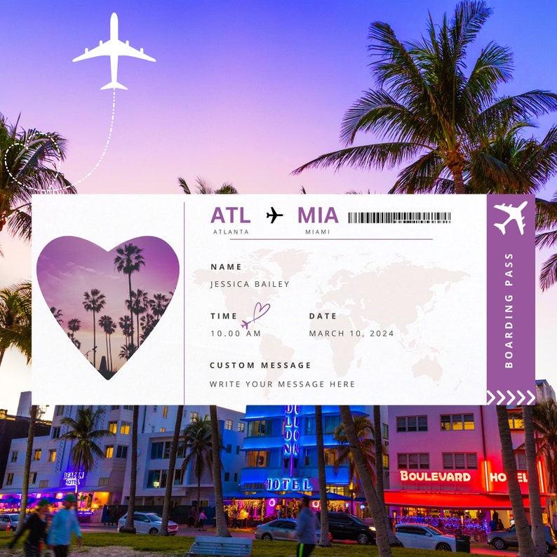 Printable Plane Ticket, Boarding Pass Editable, Printable Airline ...