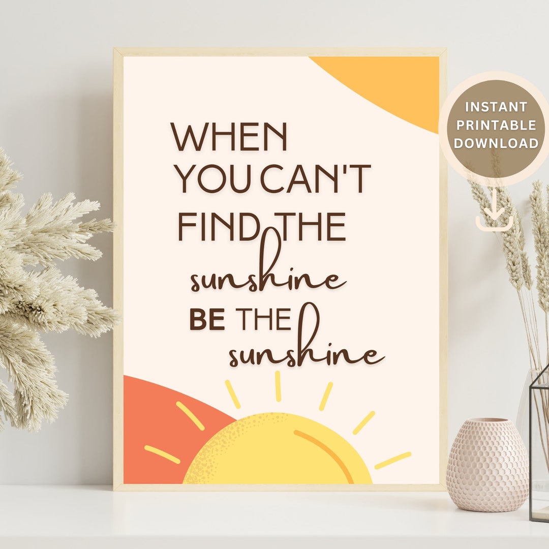 Retro Sunshine Printable Sunshine Sign Sunshine Nursery Beachy Prints ...