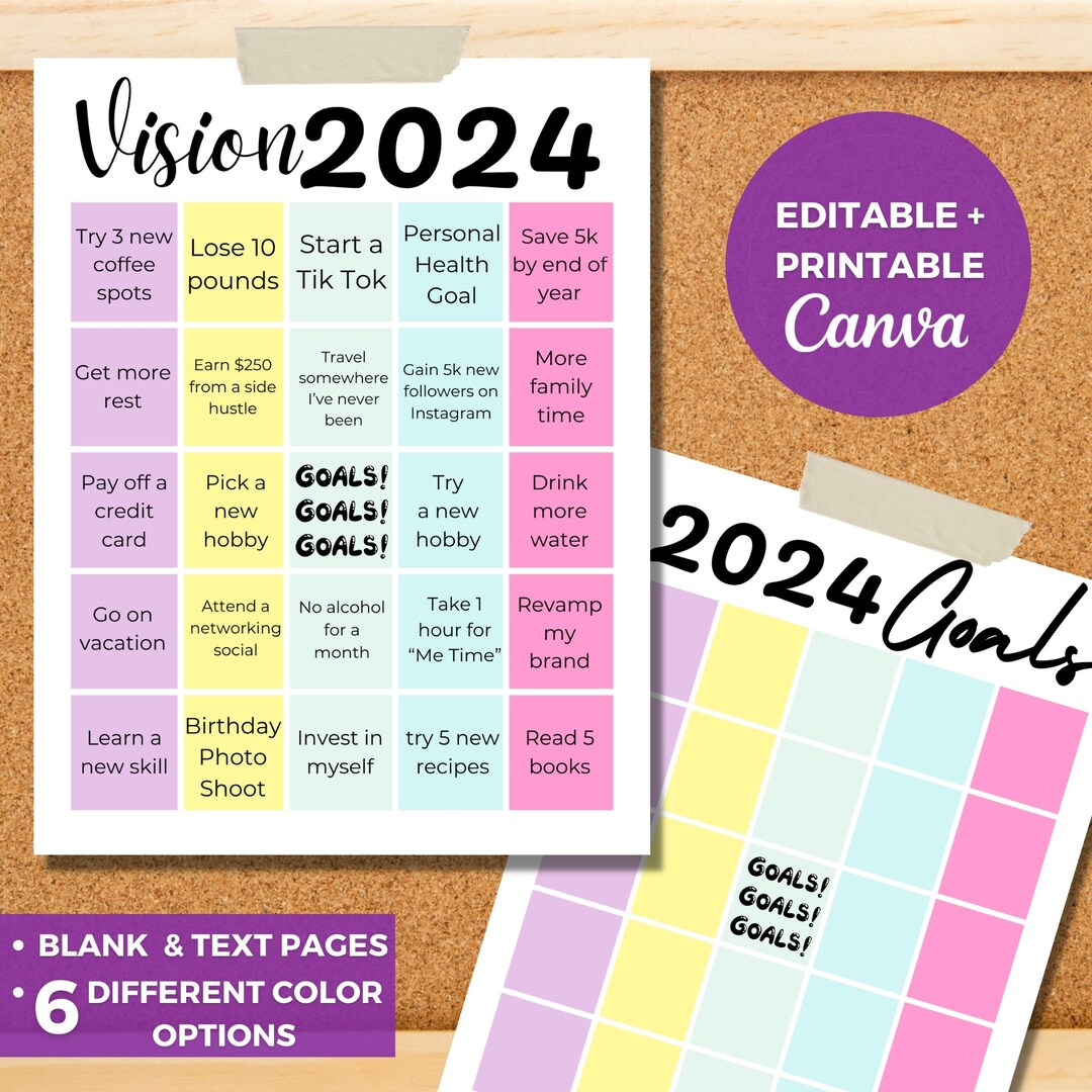 Vision Board Template Vision Board Bingo Vision Board Kit Vision Board ...