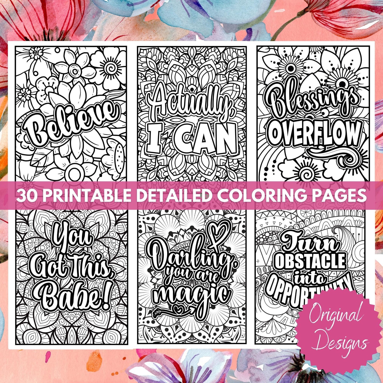 Beautifully Inspiring, 30 Coloring Pages for Adults and Teens ...