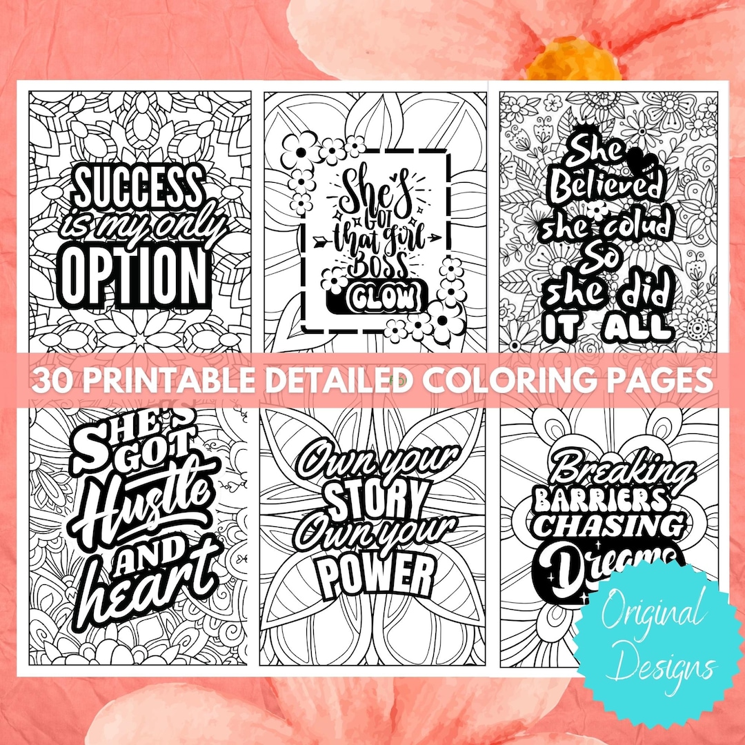 Affirmation Coloring Book Think Like a Girl Boss Stress Relief Coloring ...