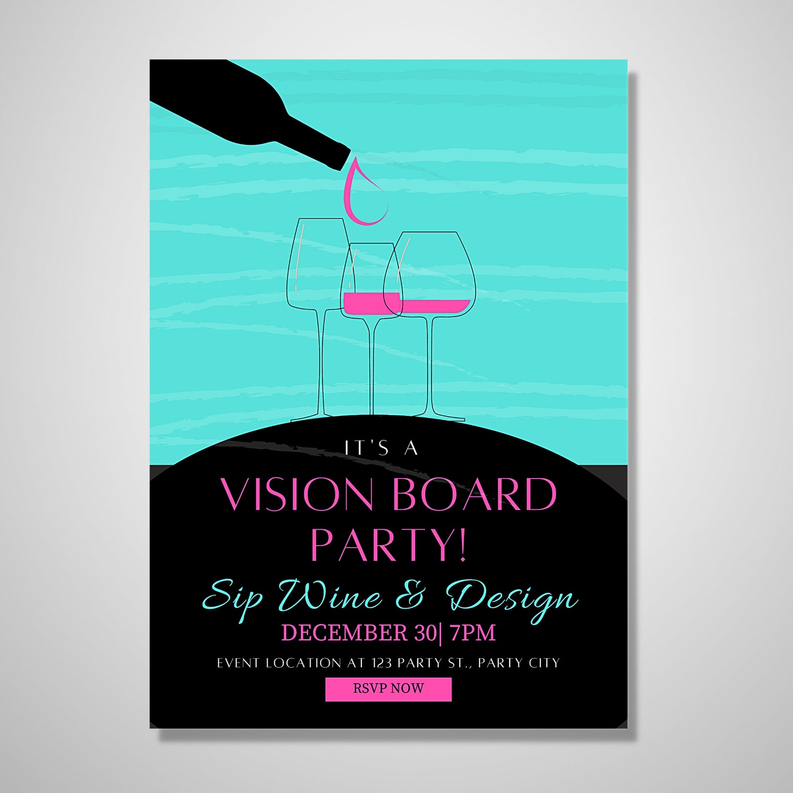 Vision Board Party Invitation Template Vision Board Template Vision ...