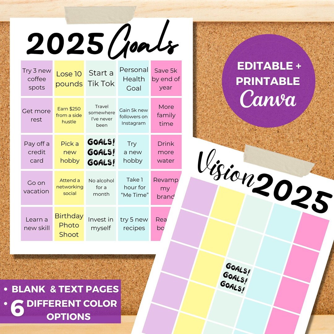 Vision Board Template Vision Board Bingo Vision Board Kit Vision Board ...