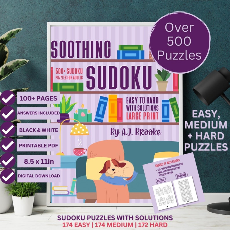 Sudoku Puzzles for Adults PRINTABLE PDF, 150+ Pages With Answer Sheets ...