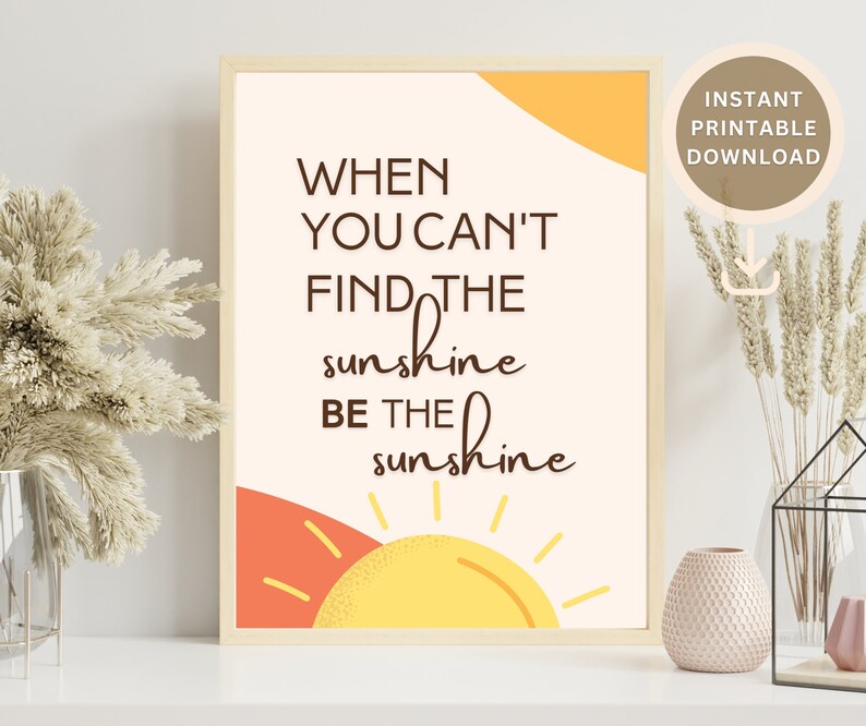 Retro Sunshine Printable Sunshine Sign Sunshine Nursery Beachy Prints ...