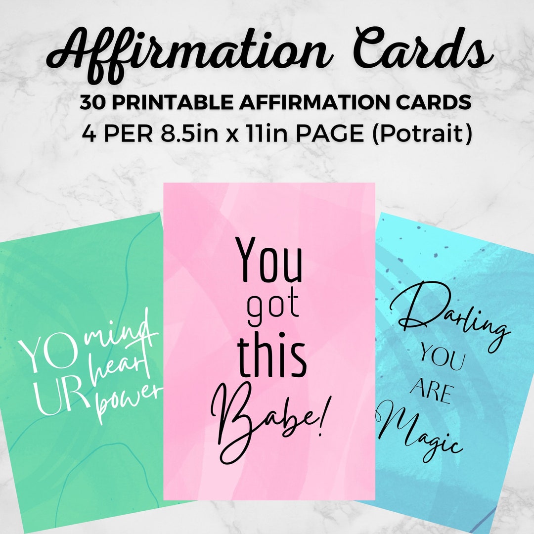 Affirmation Cards Printable Daily Meditation Digital Quote Cards Adult ...