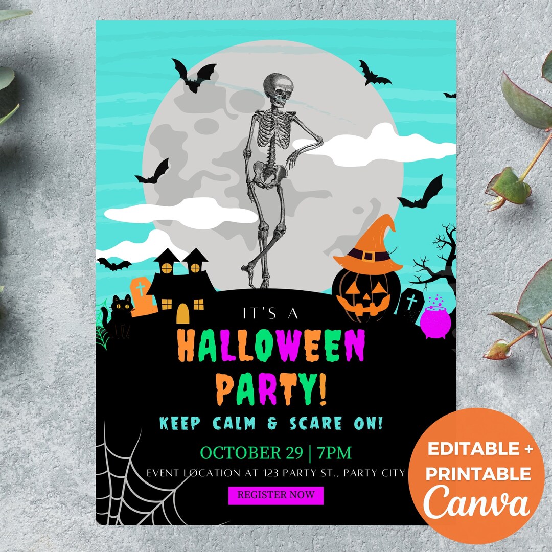 Editable Halloween Invitation Digital Halloween Birthday Party Invitation Halloween Invitation ...