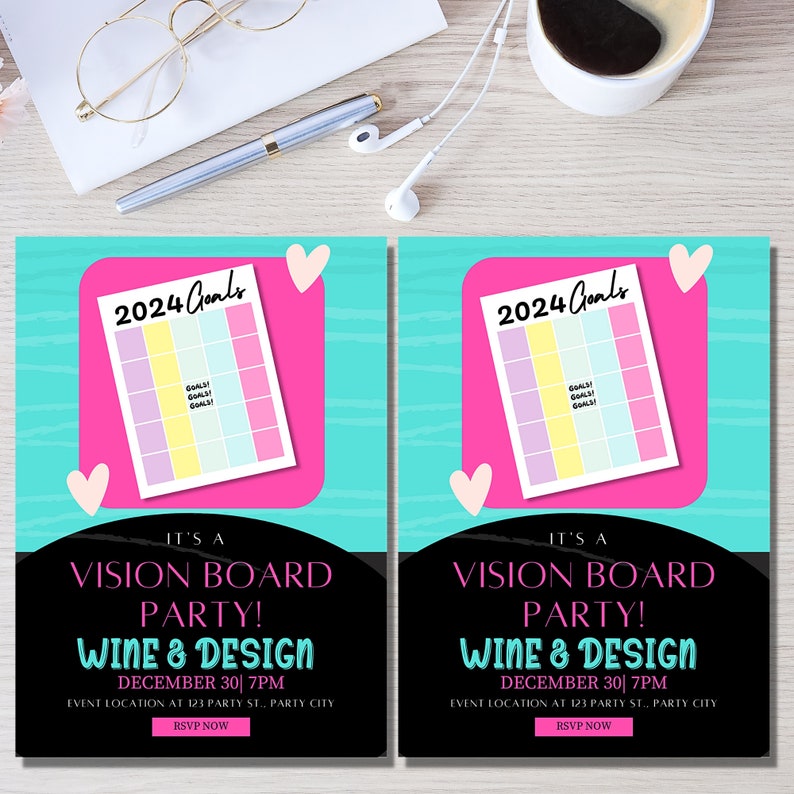 Vision Board Party Invitation Template Vision Board Template Vision ...