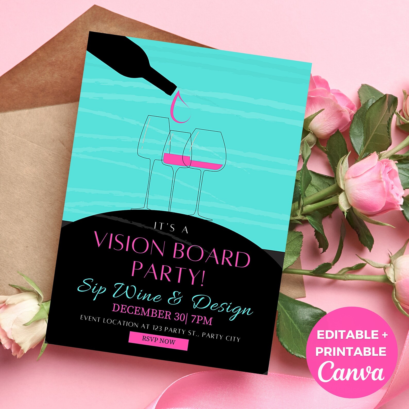 Vision Board Party Invitation Template Vision Board Template Vision ...