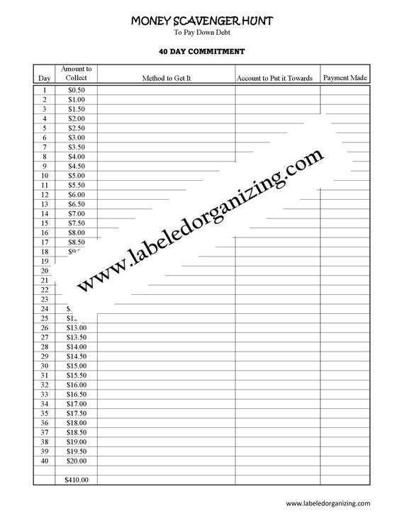 Money Scavenger Hunt Worksheet Financial Planner Debt - Etsy