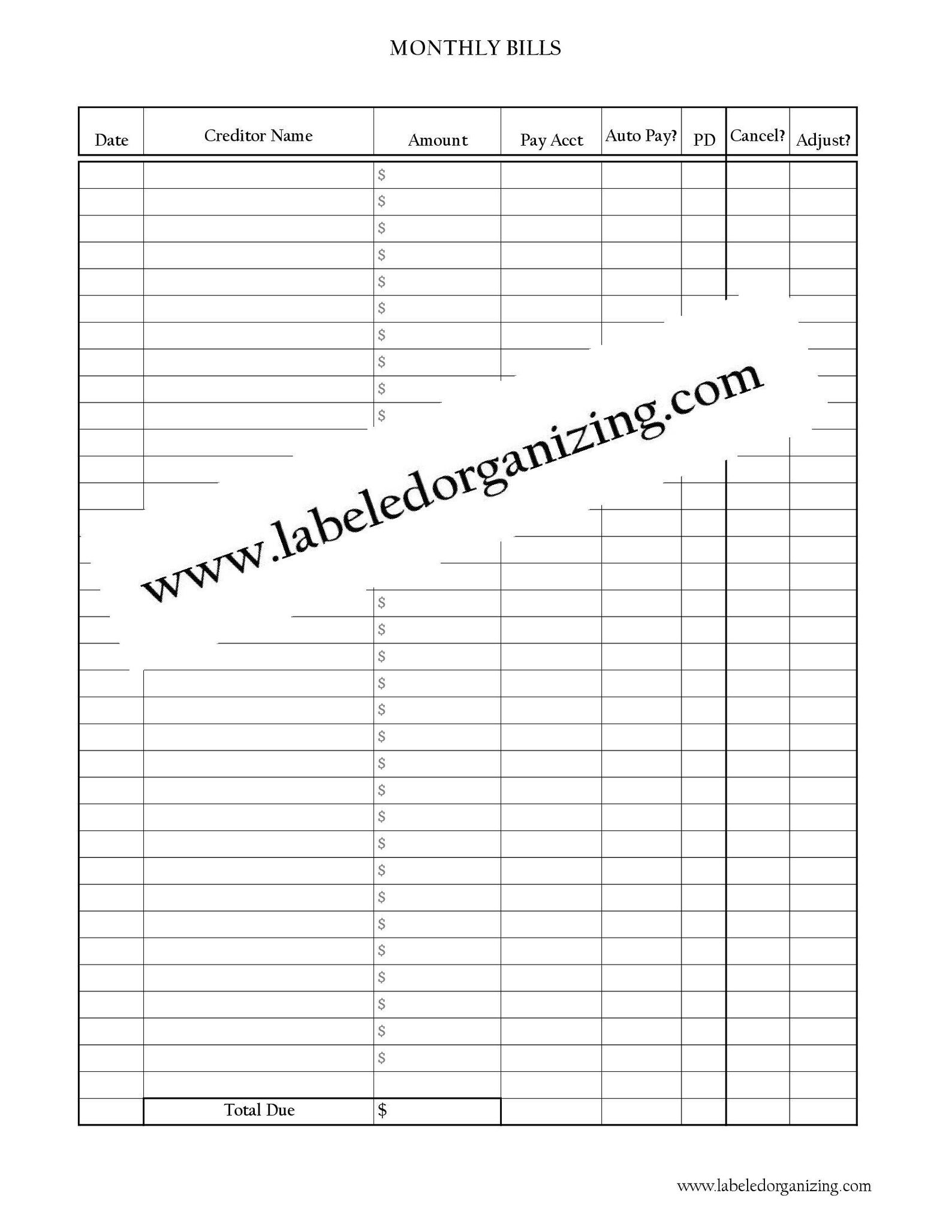 Monthly Bills Spreadsheet Super Simple Style Digital - Etsy
