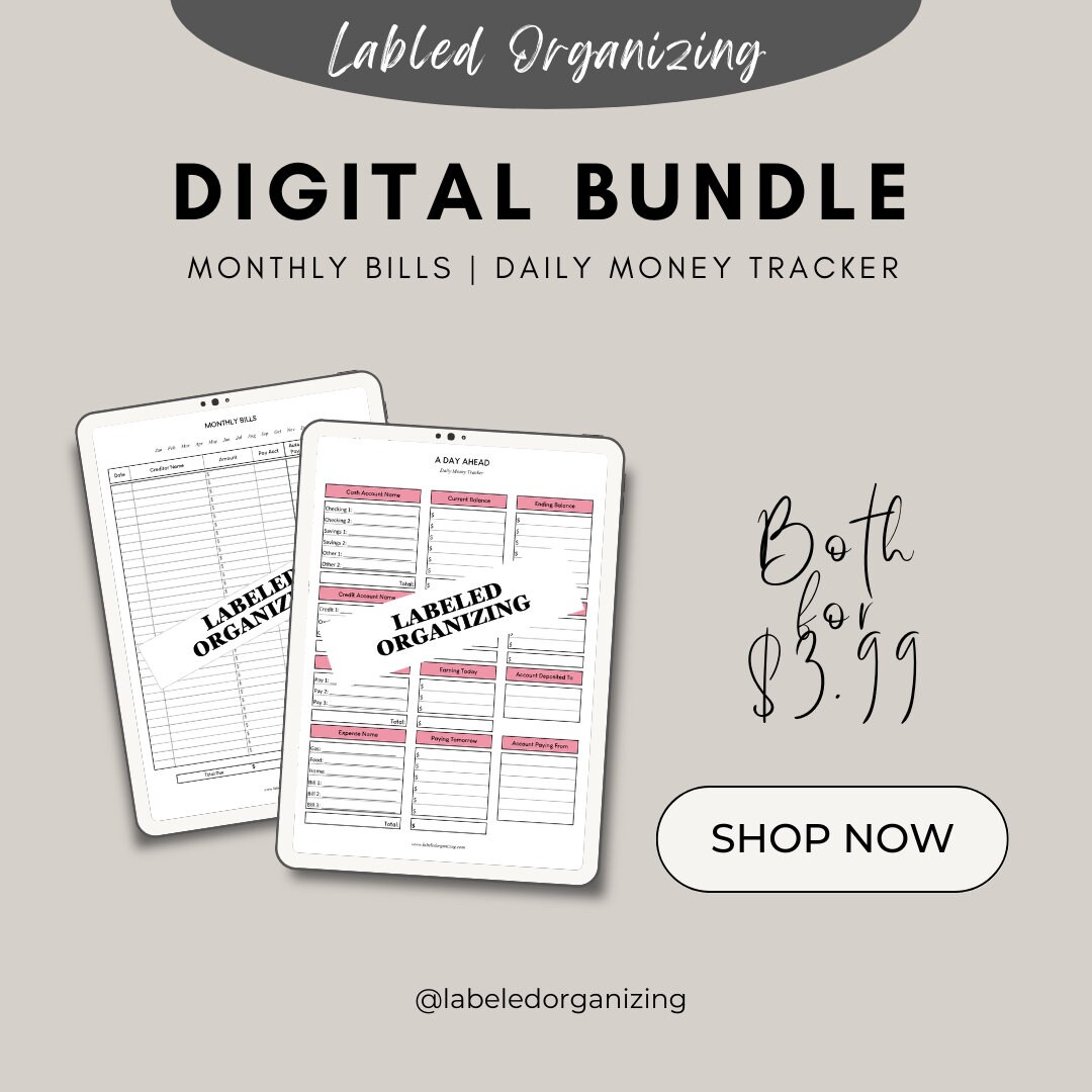 BUNDLE! Printable PDF Monthly Bills AND A Day Ahead Spreadsheets - Save ...