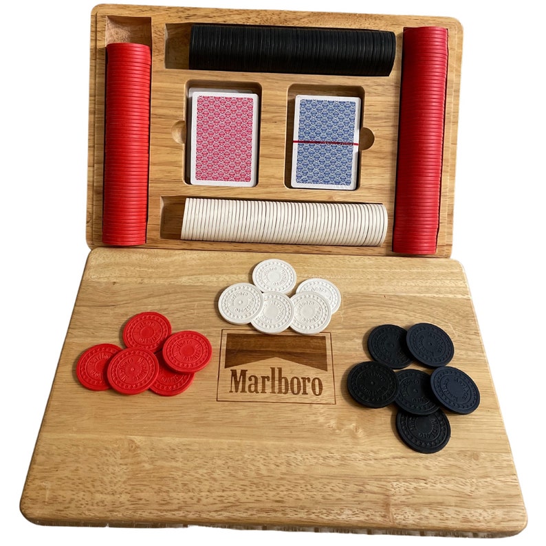 Vintage Marlboro Poker Chip Playing Card Set Wooden Case - Etsy