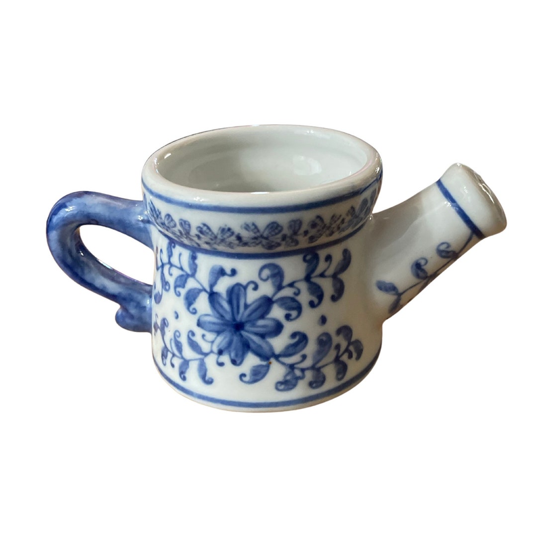 Chinese Mini Pot is 2 1/2 Inches Tall. It Has a Blue Handle With a Blue ...