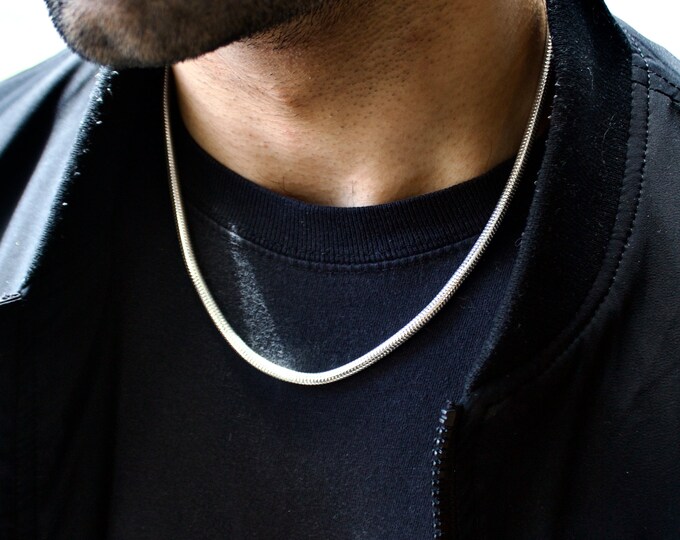 925 Sterling Silver Snake Chain Necklace Silver Chain Necklace for Men ...