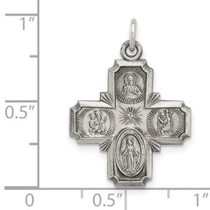 Sterling Silver Four Way Cross Necklace Pendant - Four Way Catholic ...