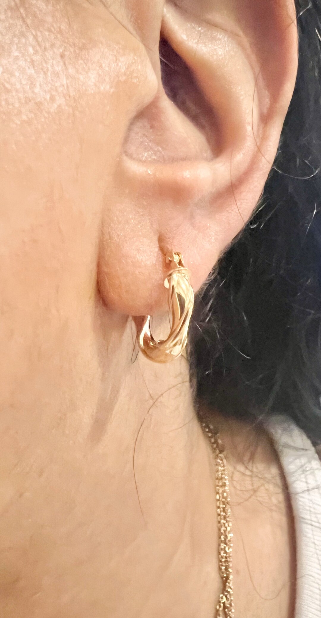 14K Gold Twist Hoop Earrings-14k Yellow Gold 3mm Thick Twisted Hoops ...