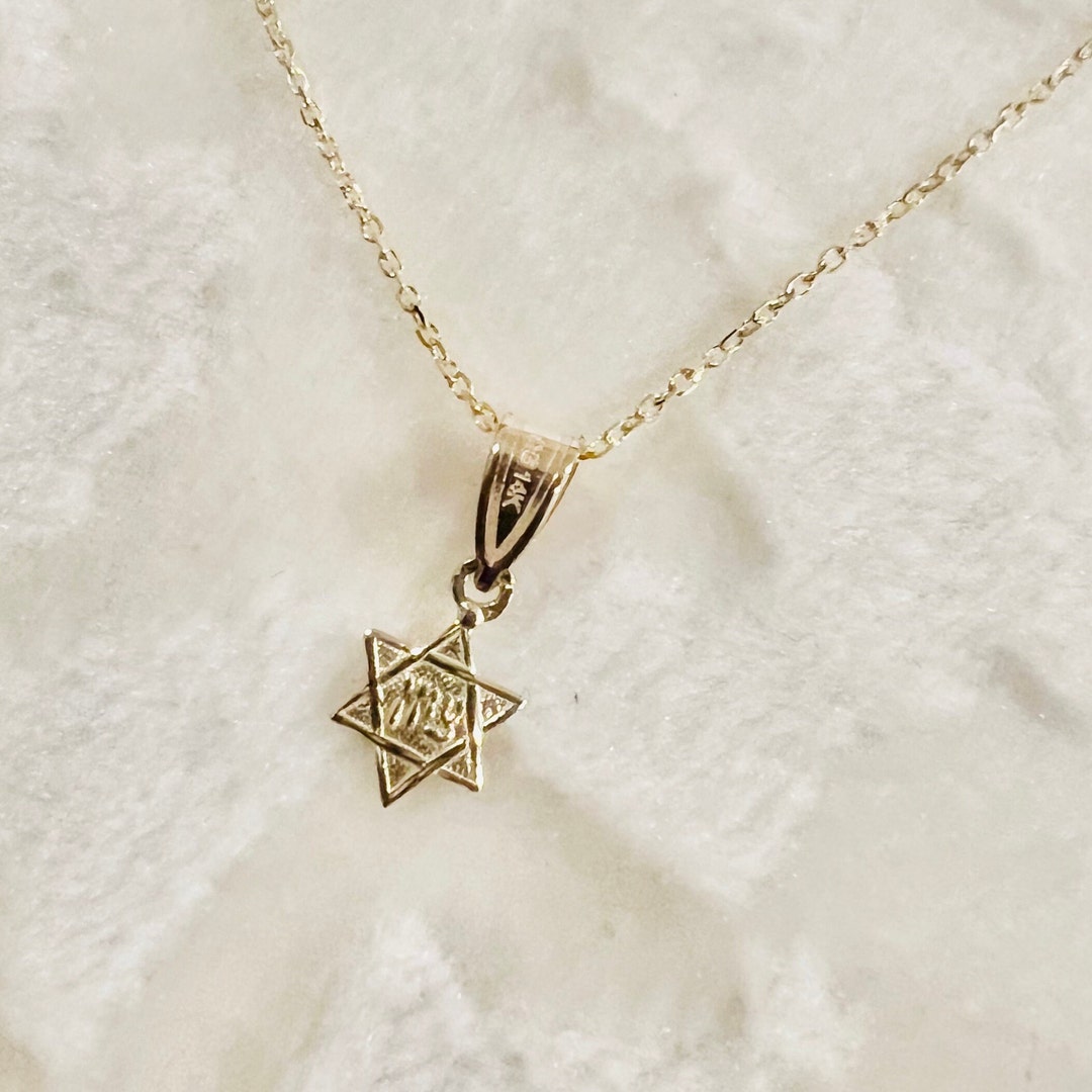 14K Gold Star of David Pendant, 14K Gold Jewish Star Pendant, Small ...