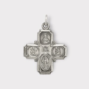 Sterling Silver Four Way Cross Necklace Pendant - Four Way Catholic ...