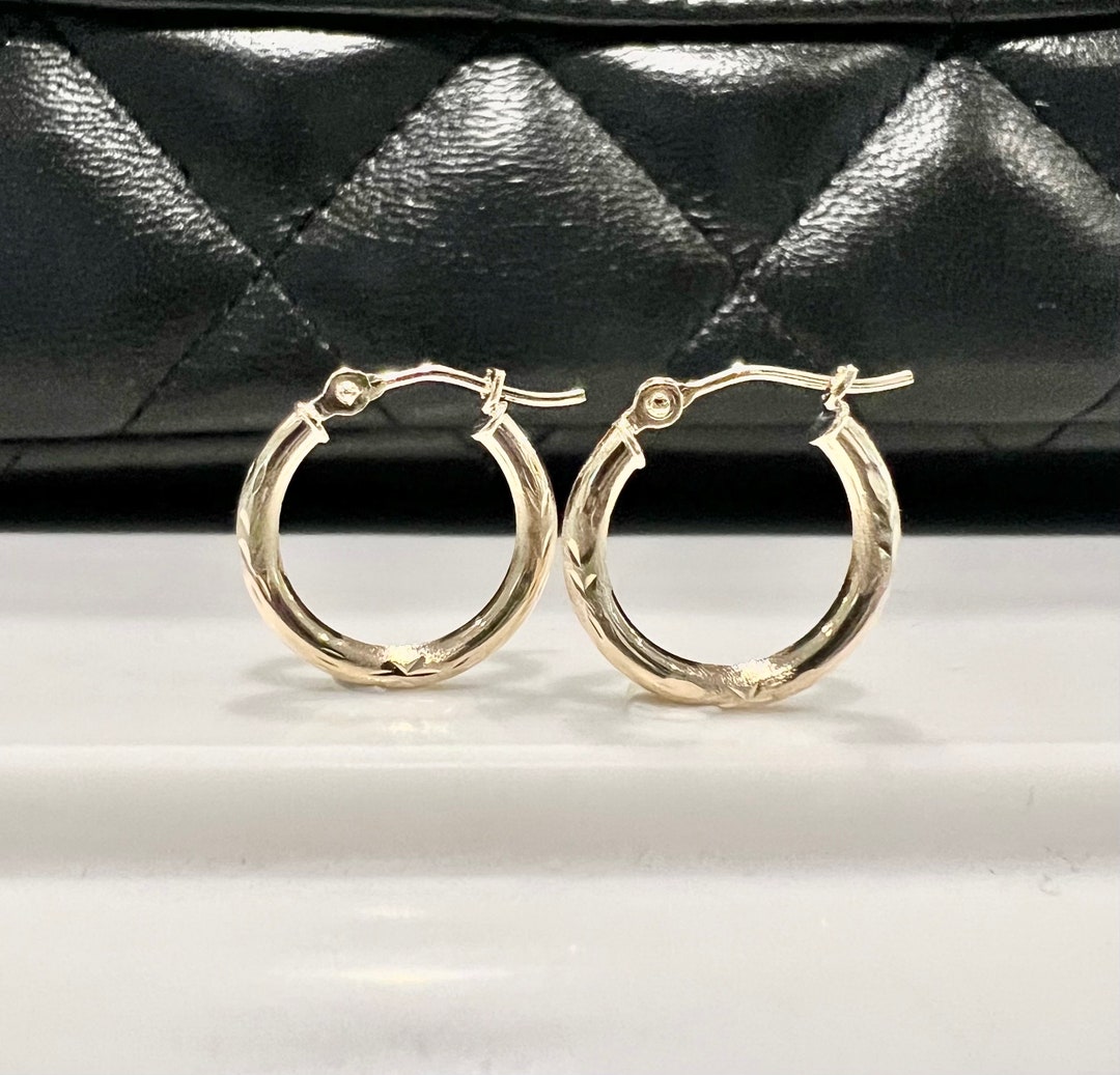 10K Gold Hoop Earrings for Women, 10k Real Yellow Gold Round Hoop ...