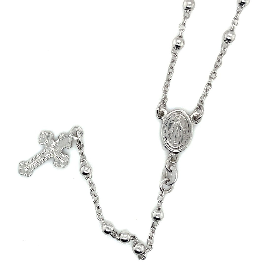 Sterling Silver Rosary Chain Necklace Catholic Miraculous - Etsy