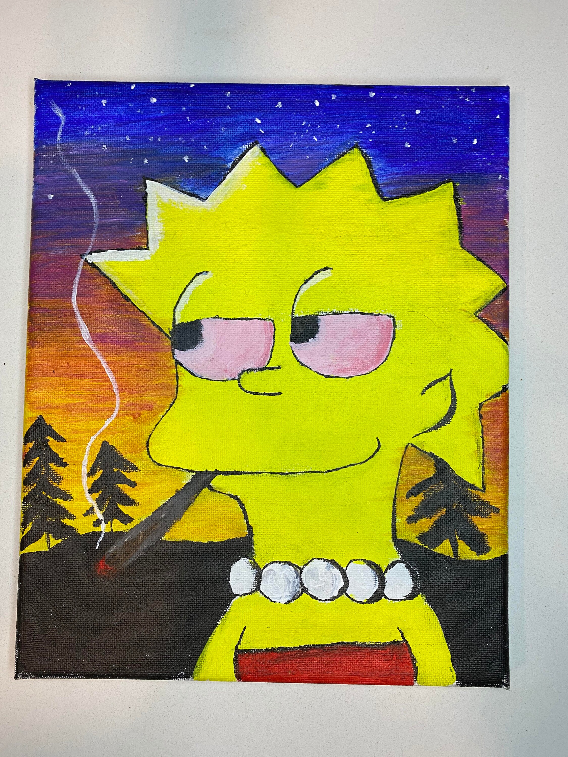 Cartoon Paintings - Simpsons, Stoned Lisa and Bart - Etsy Canada