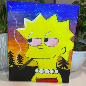 Cartoon Paintings Simpsons Stoned Lisa and Bart - Etsy Canada
