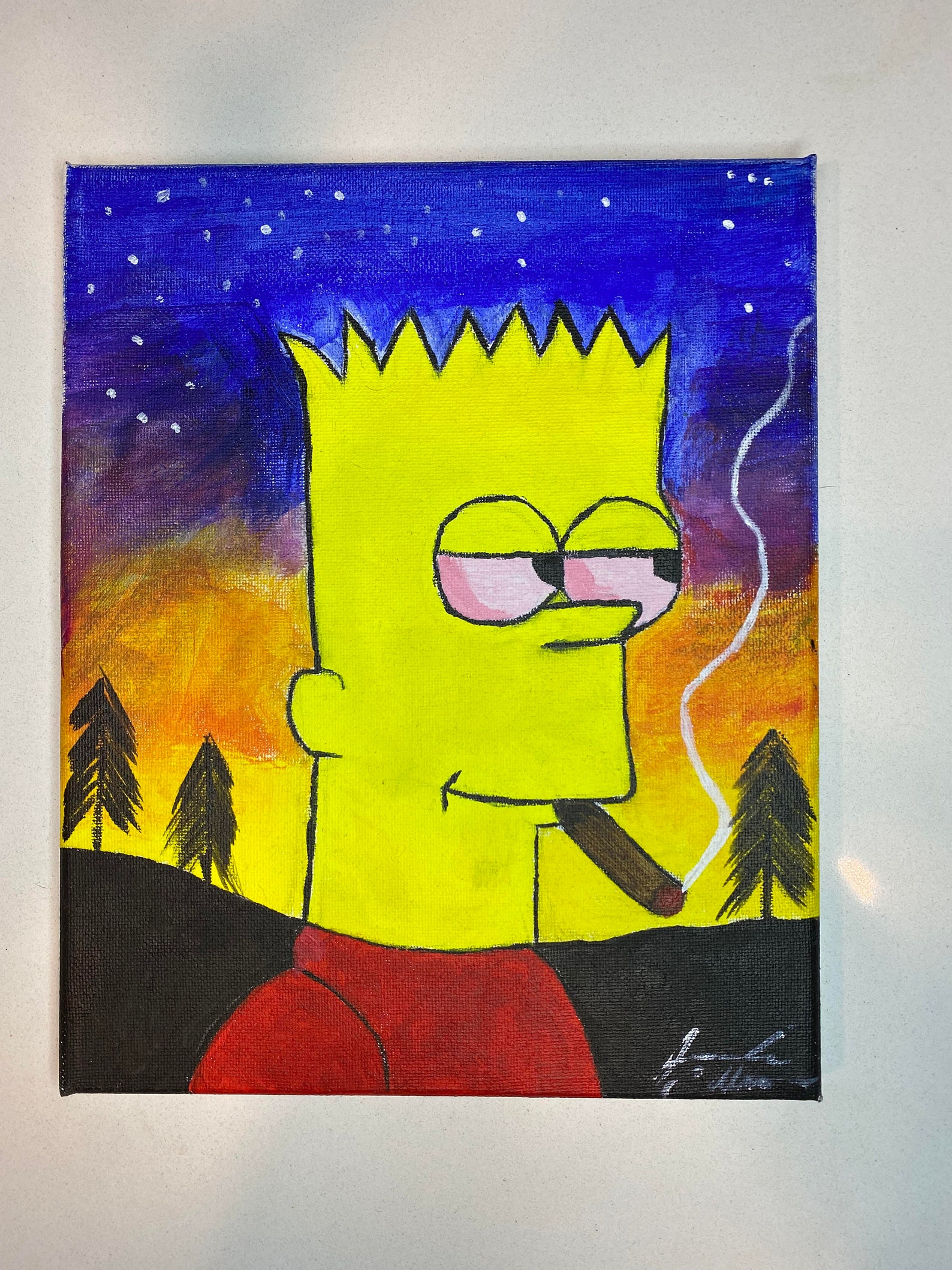 Cartoon Paintings - Simpsons, Stoned Lisa and Bart - Etsy