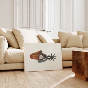 Vintage Spur Print | Western Home Decor | Antique Watercolor Painting ...
