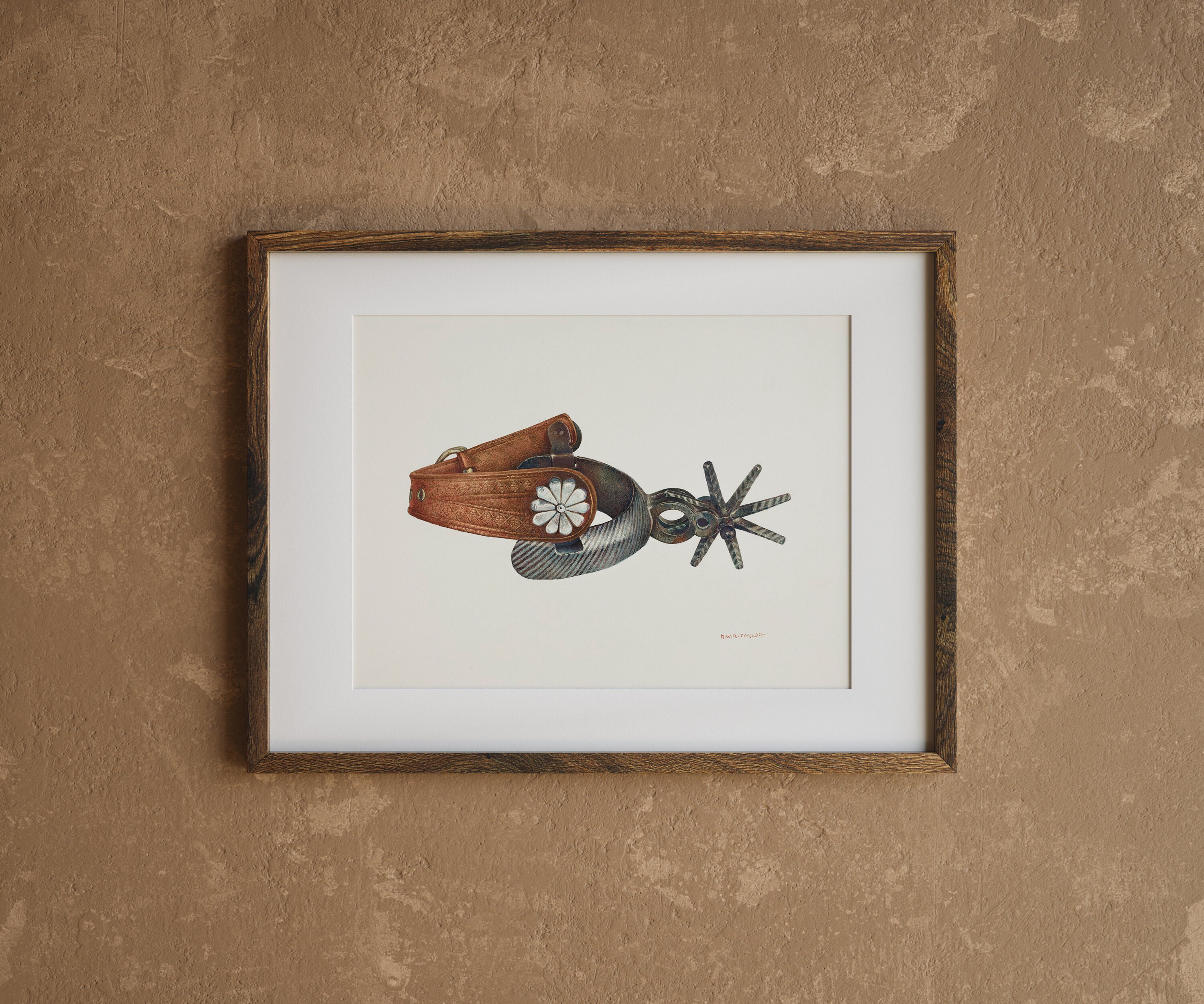 Vintage Spur Print Western Home Decor Antique Watercolor Painting ...