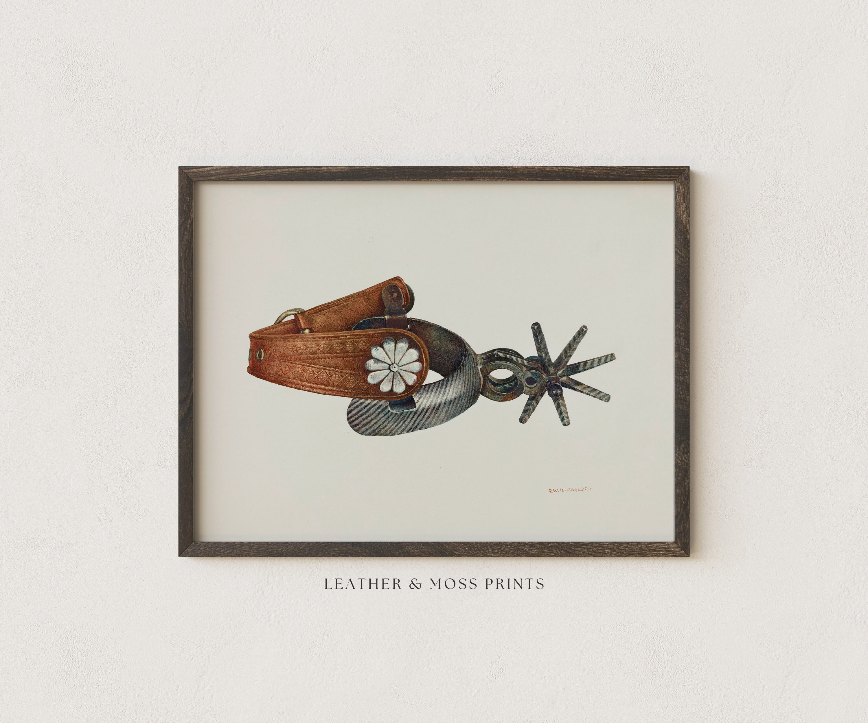 Vintage Spur Print Western Home Decor Antique Watercolor Painting ...