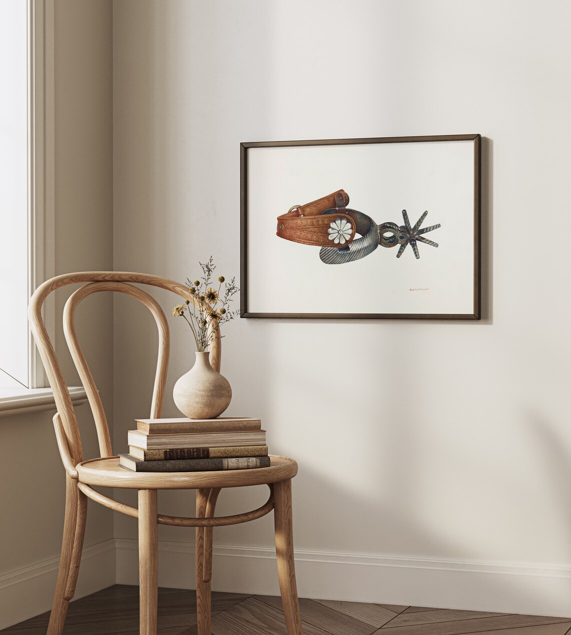 Vintage Spur Print Western Home Decor Antique Watercolor Painting ...