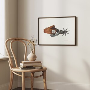 Vintage Spur Print | Western Home Decor | Antique Watercolor Painting ...