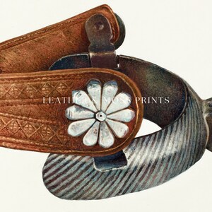 Vintage Spur Print | Western Home Decor | Antique Watercolor Painting ...