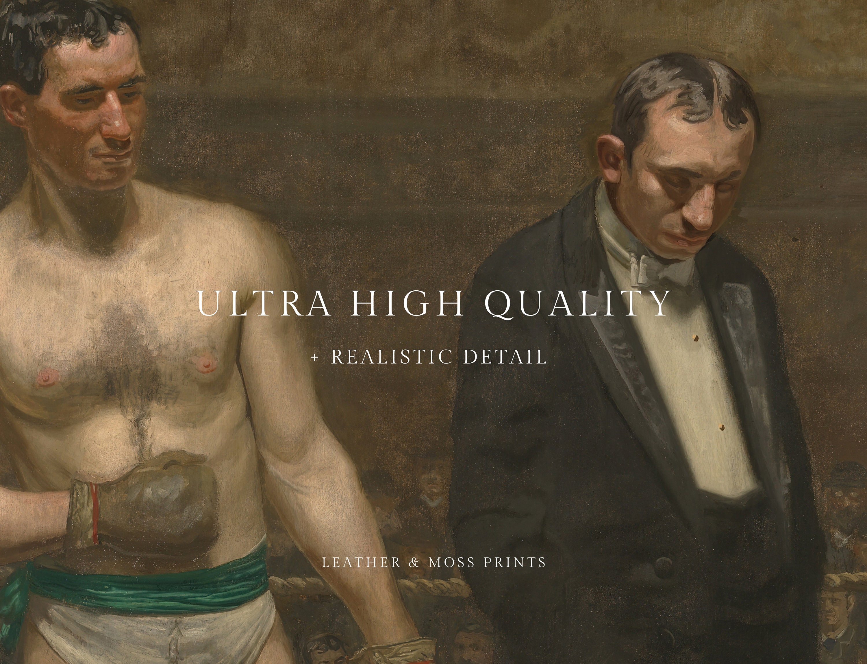 Vintage Oil Painting of Boxers Antique Boxing Artwork Moody Wall Art ...