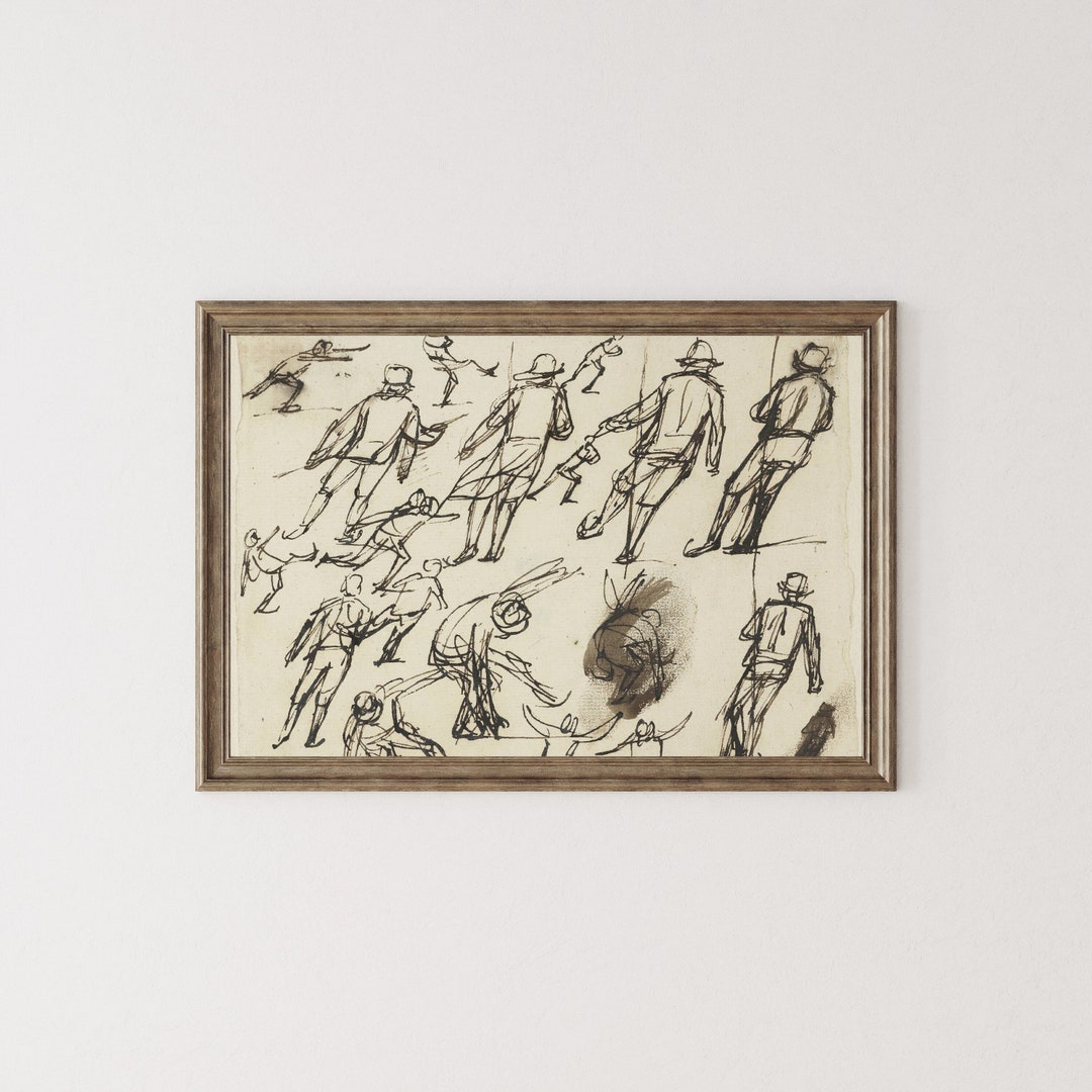 Vintage Abstract Ice Skating Print Minimalist Sketch - Etsy