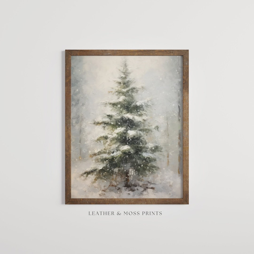 Vintage Snowy Tree Print | Antique Wall Art | Winter Home Decor ...