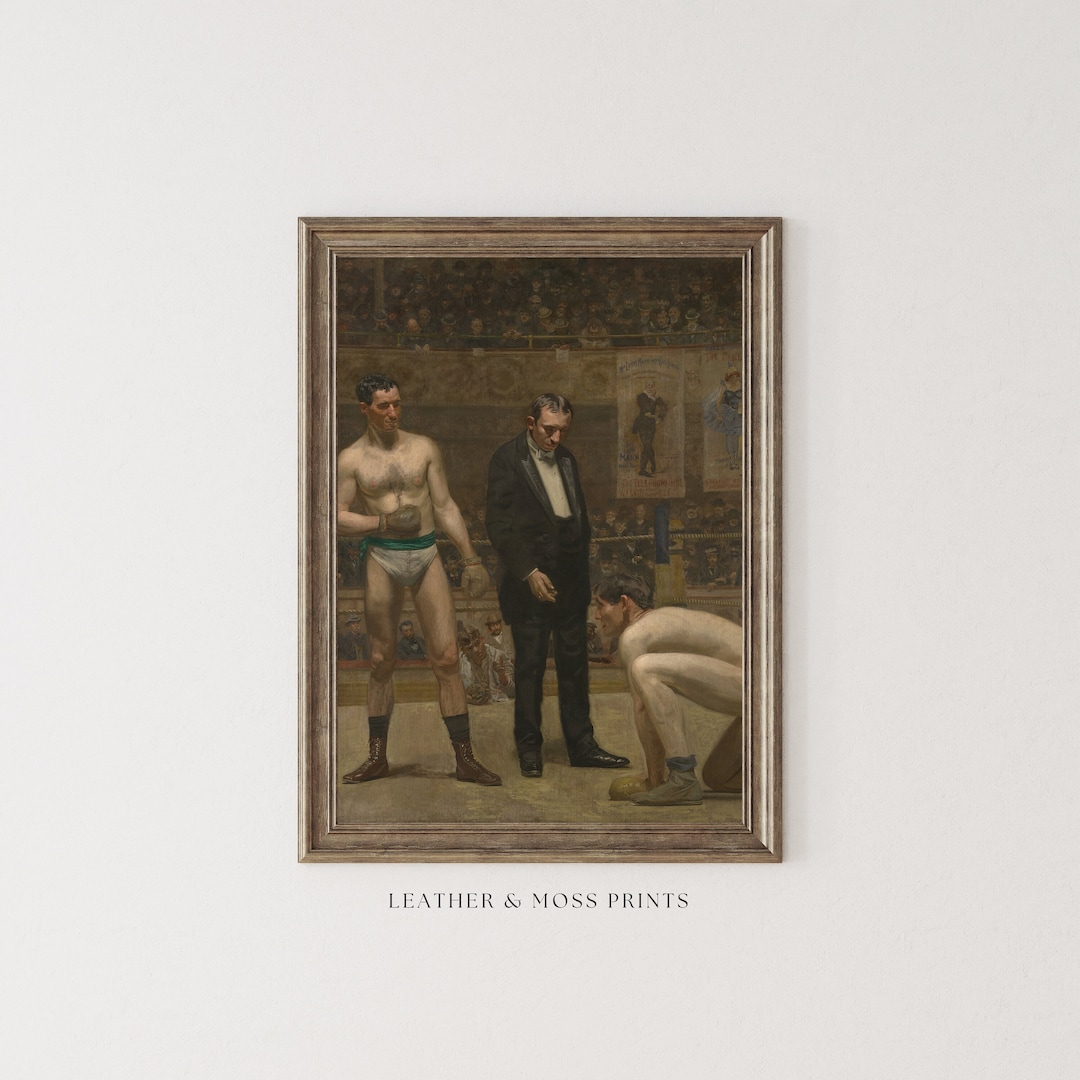 Vintage Oil Painting of Boxers Antique Boxing Artwork Moody Wall Art ...