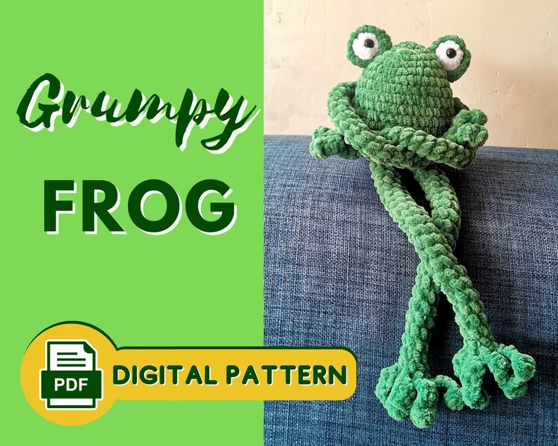 Grumpy Frog Digital Crochet Pattern for a Long Legged Frog - Etsy