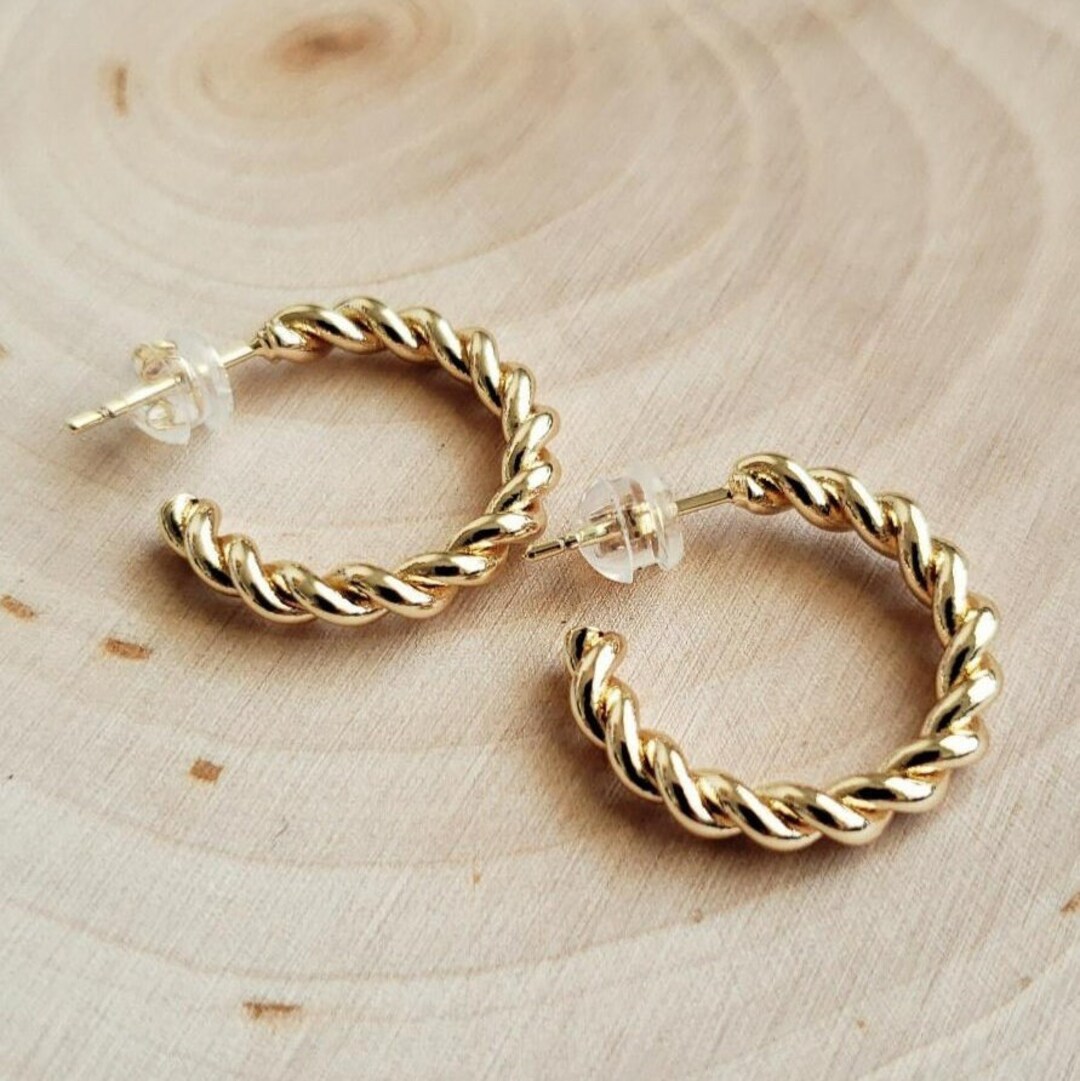 Rope Hoops - Twist Rope Hoops - 14k Gold Hoops - Hoop Earrings ...