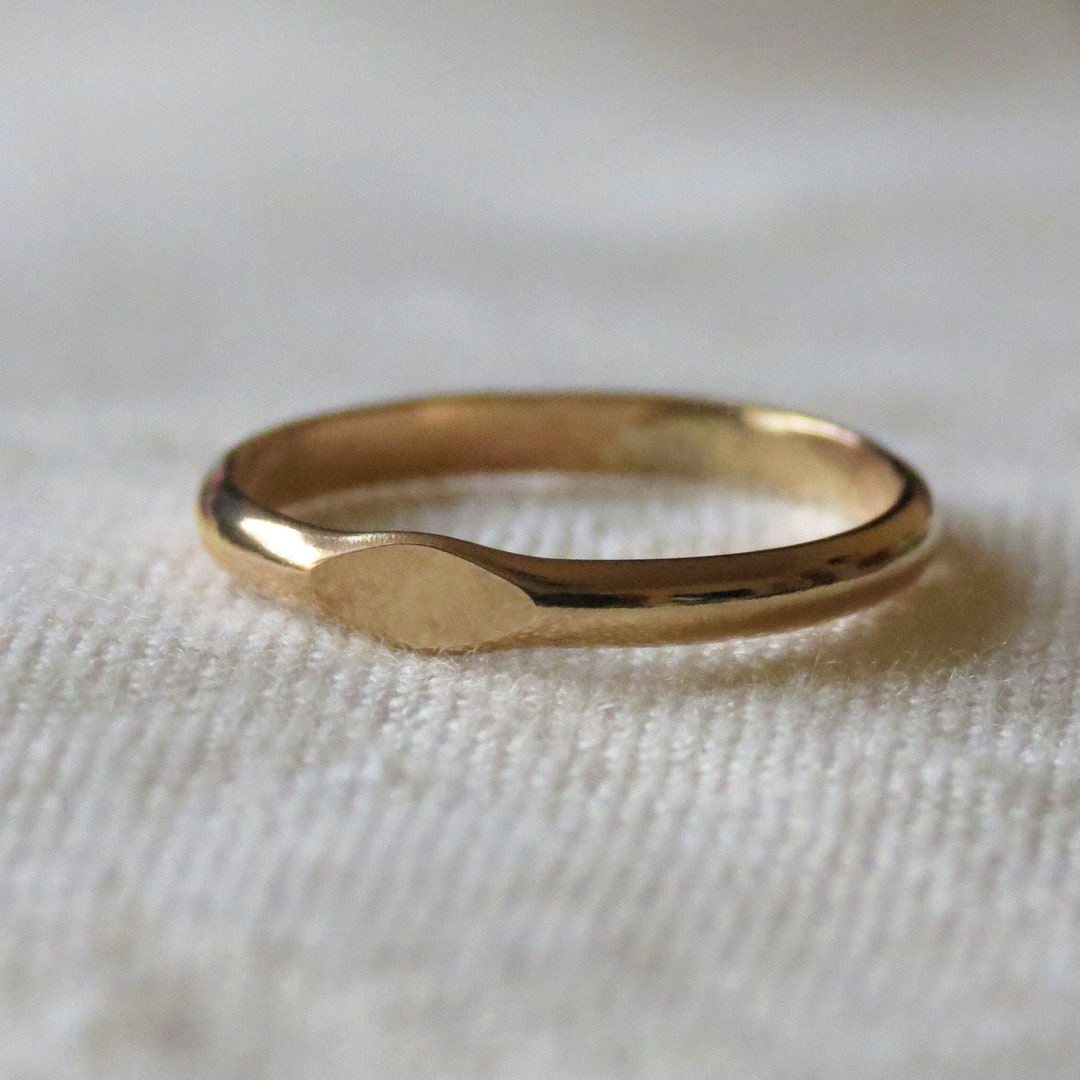 Gold Signet Ring Blank Signet Band Ring Stackable Rings Dainty Ring ...
