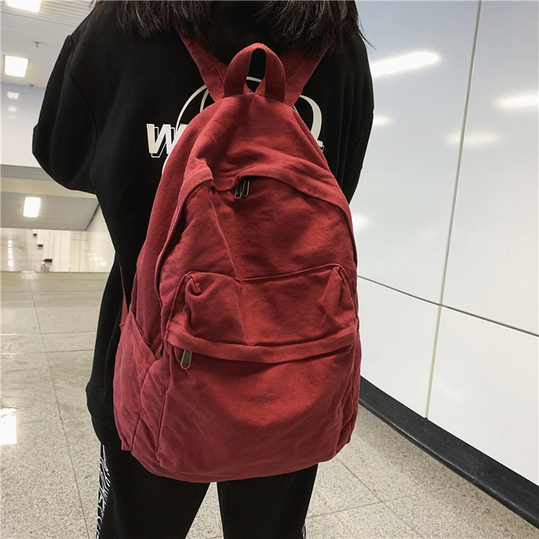 Solid Color Fashion for Women Canvas Backpack Casual Student - Etsy