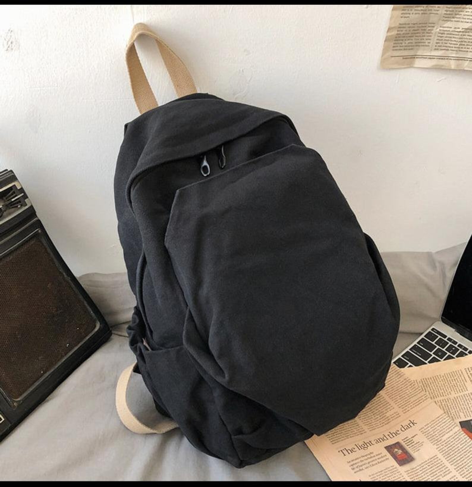 Vintage Simple Solid Color Canvas Backpacks Large Capacity - Etsy