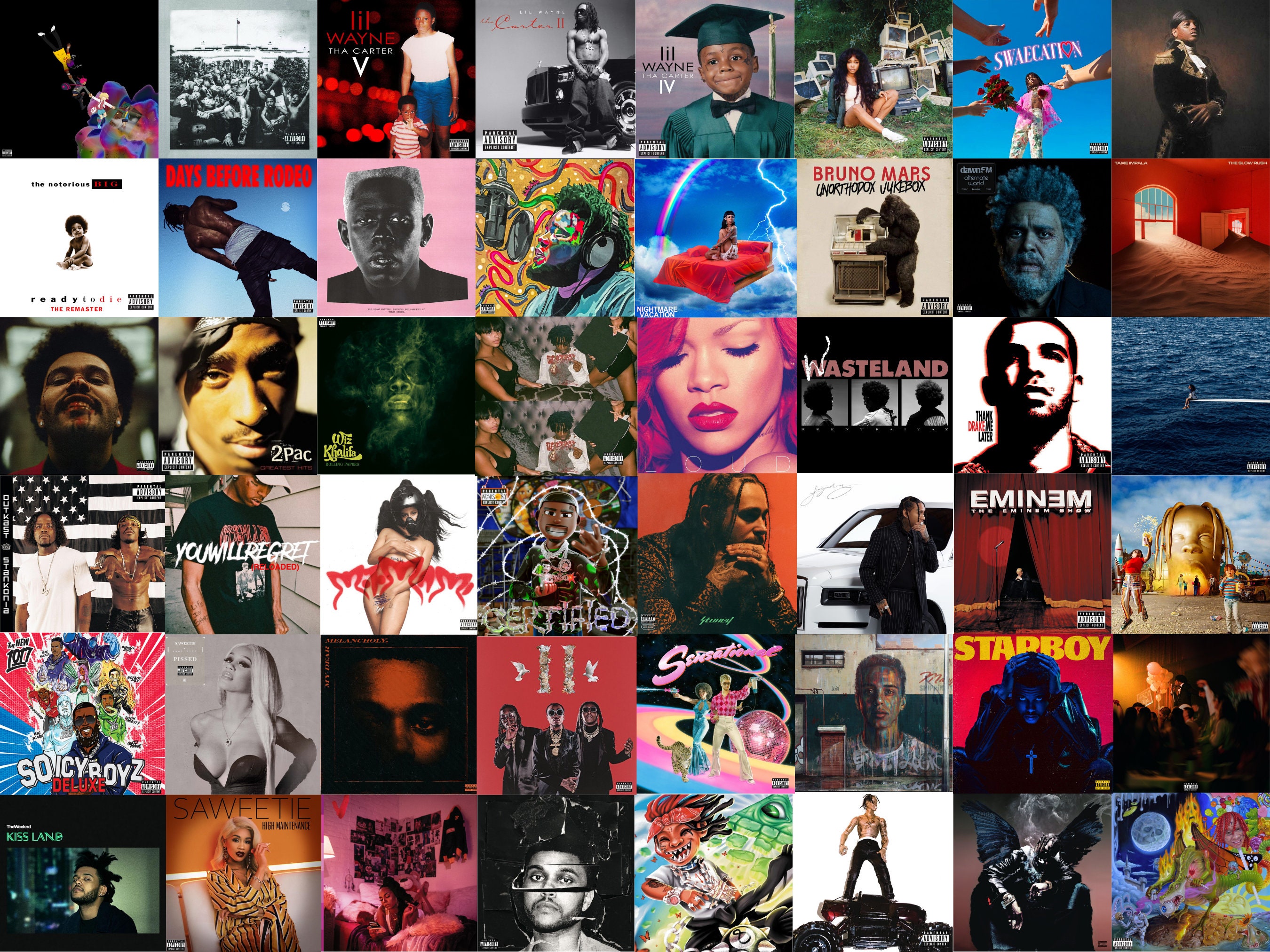 200 Pcs ULTIMATE Rap/pop Album Cover Collage COLLECTION *PRINTED ...