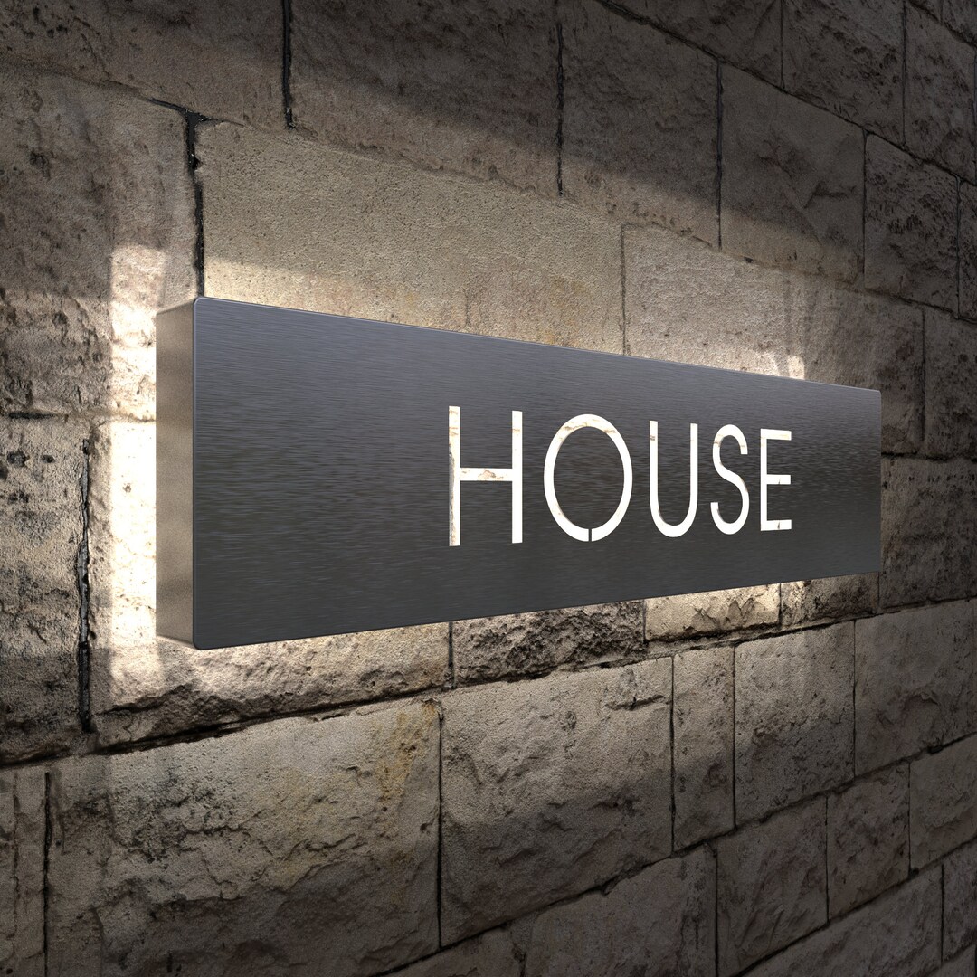 Metal House Number Sign,light up Address Box Sign,address Rectangle ...