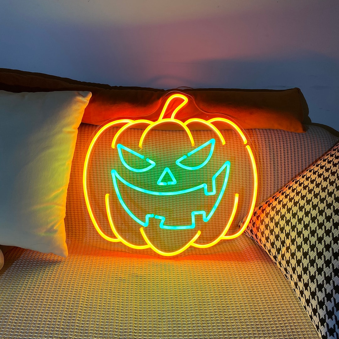 Pumpkin Neon Sign,halloween Neon Light,pumpkin Head Lamp,halloween Neon ...
