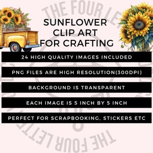 24 PNG Watercolor Sunflower Clipart Bundle | Sunflower Clipart | Boho ...